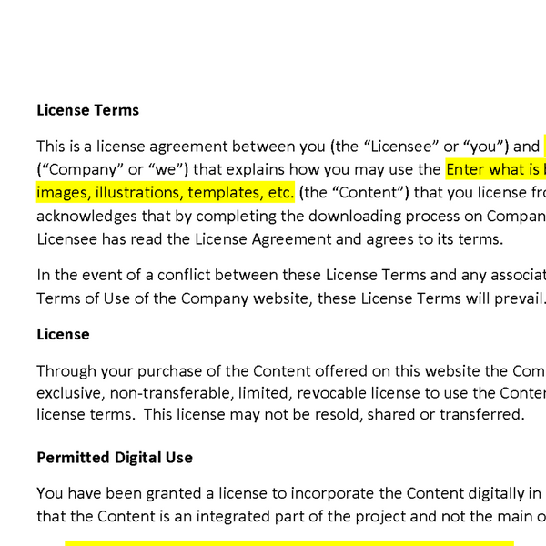 License Terms Template - Legal Goodness