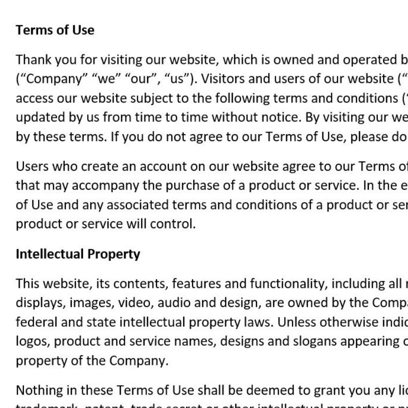 Terms of Use and Privacy Policy for Website - Legal Goodness